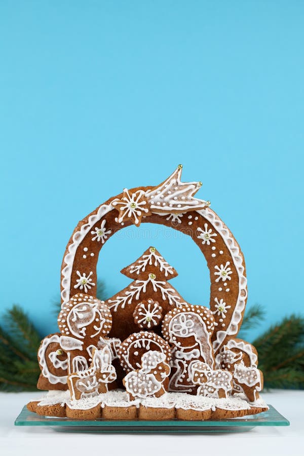 Gingerbread Nativity Scene Isolated Stock Image - Image of homemade ...