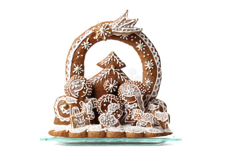 Gingerbread Nativity Scene Isolated Stock Image - Image of homemade ...