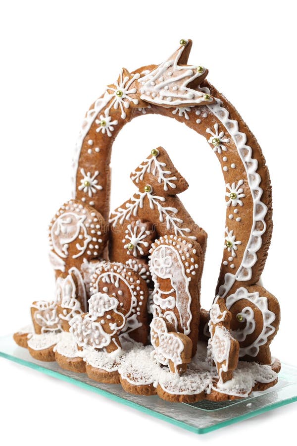 Gingerbread Nativity Scene Isolated Stock Image - Image of homemade ...