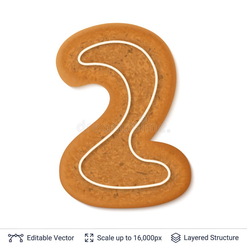 Gingerbread Number Isolated on White. Stock Vector - Illustration of ...