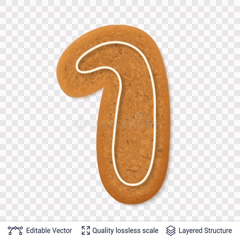Gingerbread Number One Symbol with Drop Shadow. Stock Vector ...