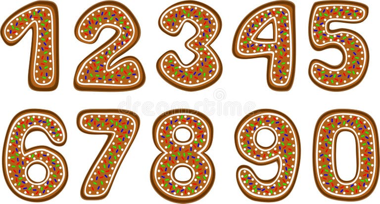 Gingerbread numbers stock vector. Illustration of food - 26001114