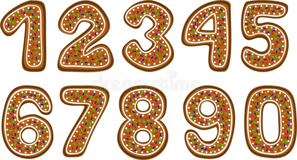 Gingerbread numbers stock vector. Illustration of food - 26001114
