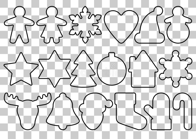 Gingerbread Outline Objects Set Stock Vector - Illustration of culture ...