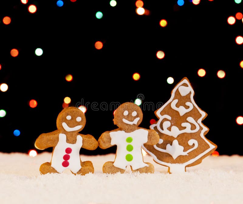 Gingerbread People and Christmas Tree Stock Image - Image of copy ...