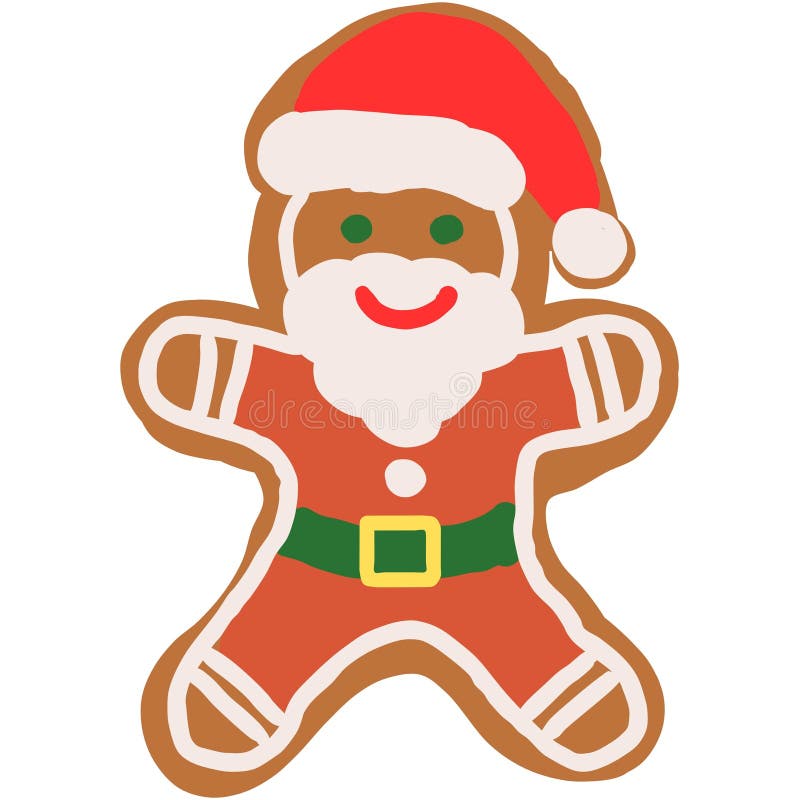 Gingerbread Santa Line Art Drawing Stock Vector - Illustration of ...
