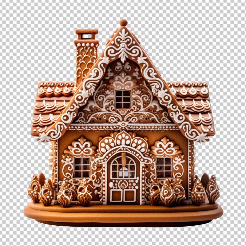 Gingerbread Shack Isolated on Transparent Background Stock Illustration ...