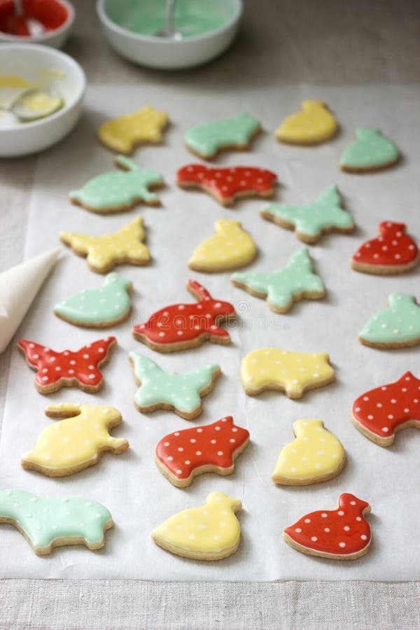 Gingerbread or Shortbread Cookies of Various Shapes, Covered with ...