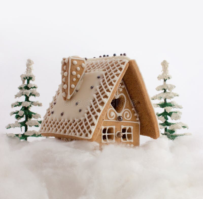 The Gingerbread in Snow with White Background Stock Image - Image of ...