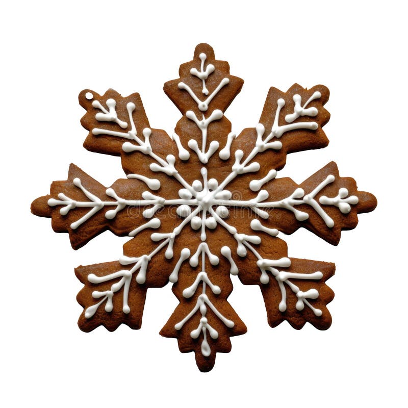 Gingerbread Snowflake Cookie with White Icing Stock Photo ...