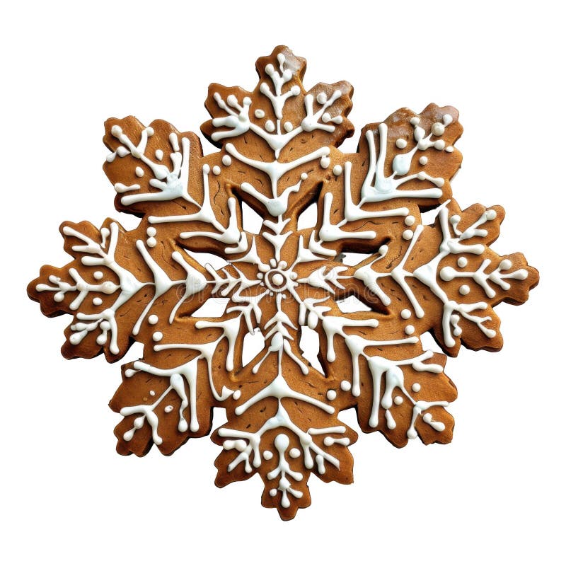 Gingerbread Snowflake Cookie with White Icing Stock Image ...