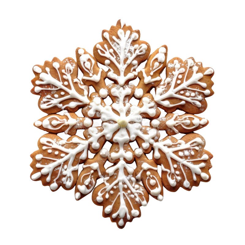 Gingerbread Snowflake Cookie with White Icing Stock Photo ...