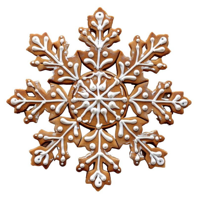 Gingerbread Snowflake with White Icing Stock Illustration ...