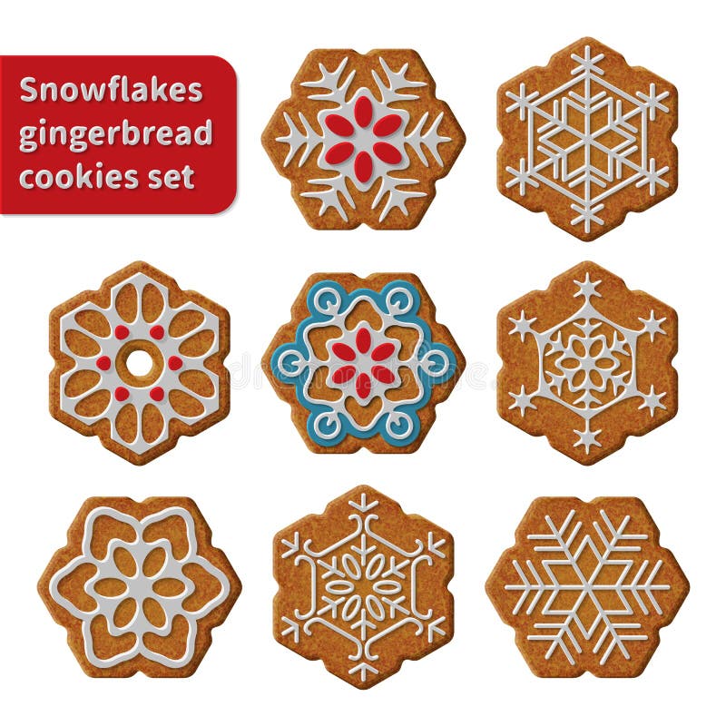 Gingerbread Snowflake on Christmas Tree Stock Vector - Illustration of ...