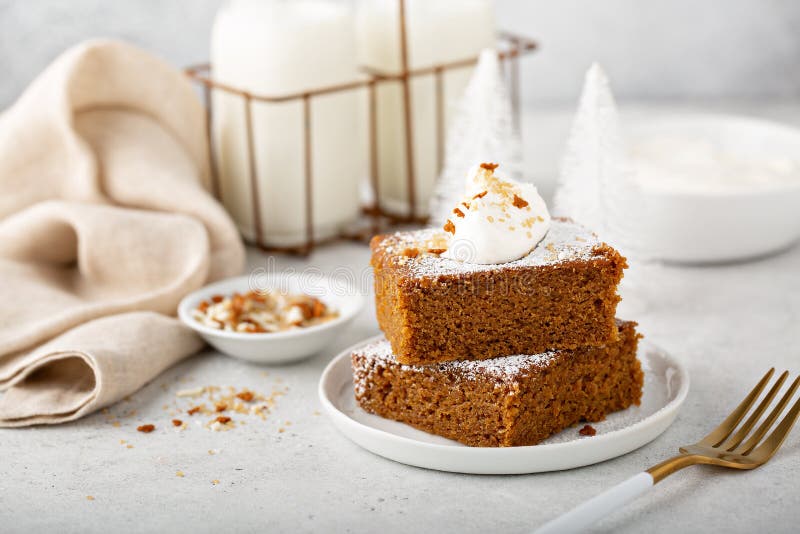 Gingerbread Spiced Bars with Powdered Sugar for Christmas Stock Image ...
