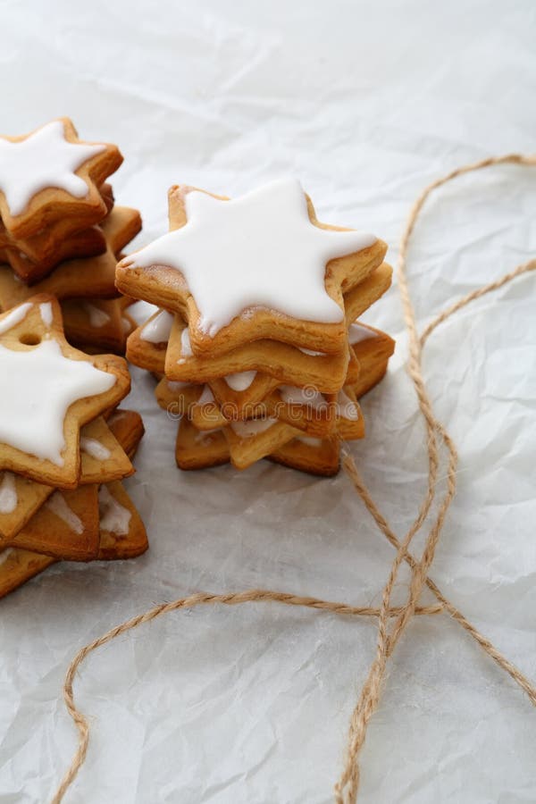 Gingerbread Star Cookies with Icing Stock Image - Image of christmas ...