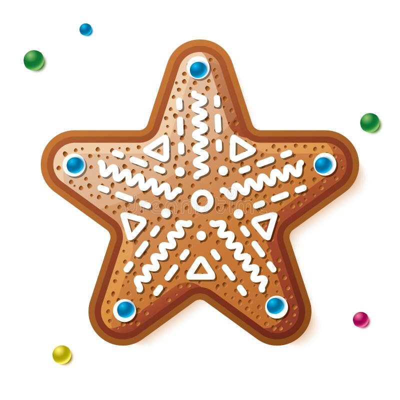 Gingerbread Star Isolated on White. Christmas Cookie Stock Vector ...