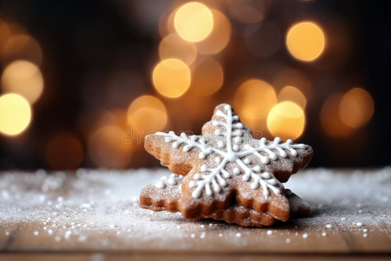 Gingerbread Star with Powdered Sugar Stock Illustration - Illustration ...
