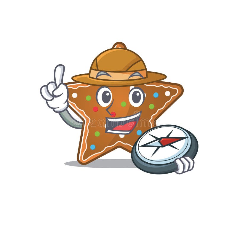 Gingerbread Star Stylized Explorer Having A Compass Stock Vector Illustration Of Experimenter