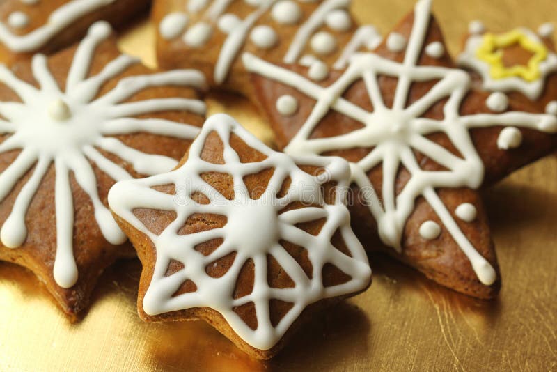 Gingerbread stars stock image. Image of ginger, icing - 12508257
