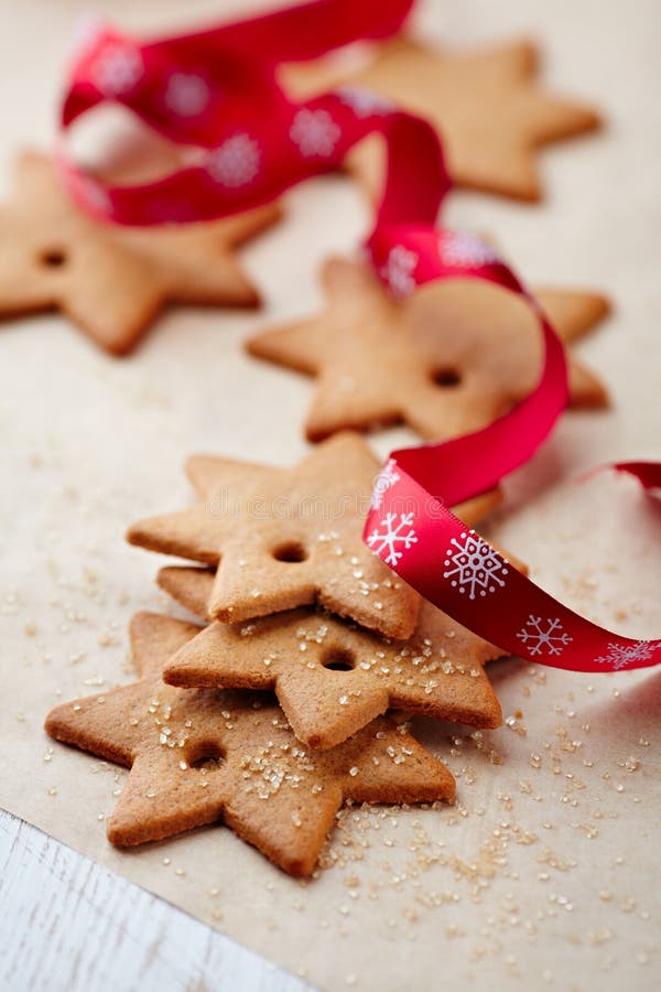 Gingerbread Stars on Bakery Paper Stock Image - Image of cookie ...