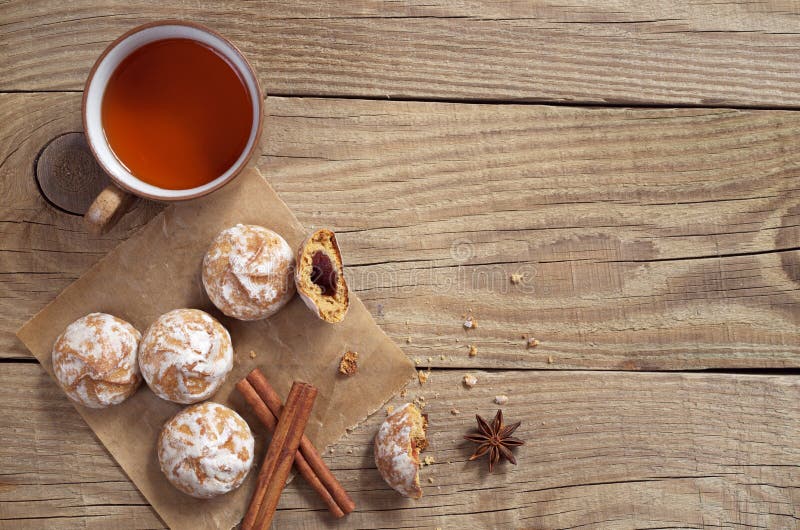 Gingerbread and tea stock photo. Image of cinnamon, breakfast - 70424778