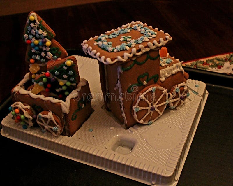 Gingerbread train in home stock image. Image of engine - 242135137