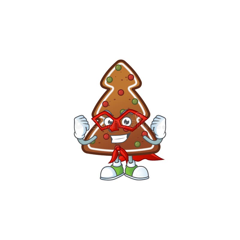Gingerbread Tree Cartoon Design Concept Dressed As Super Hero Stock ...