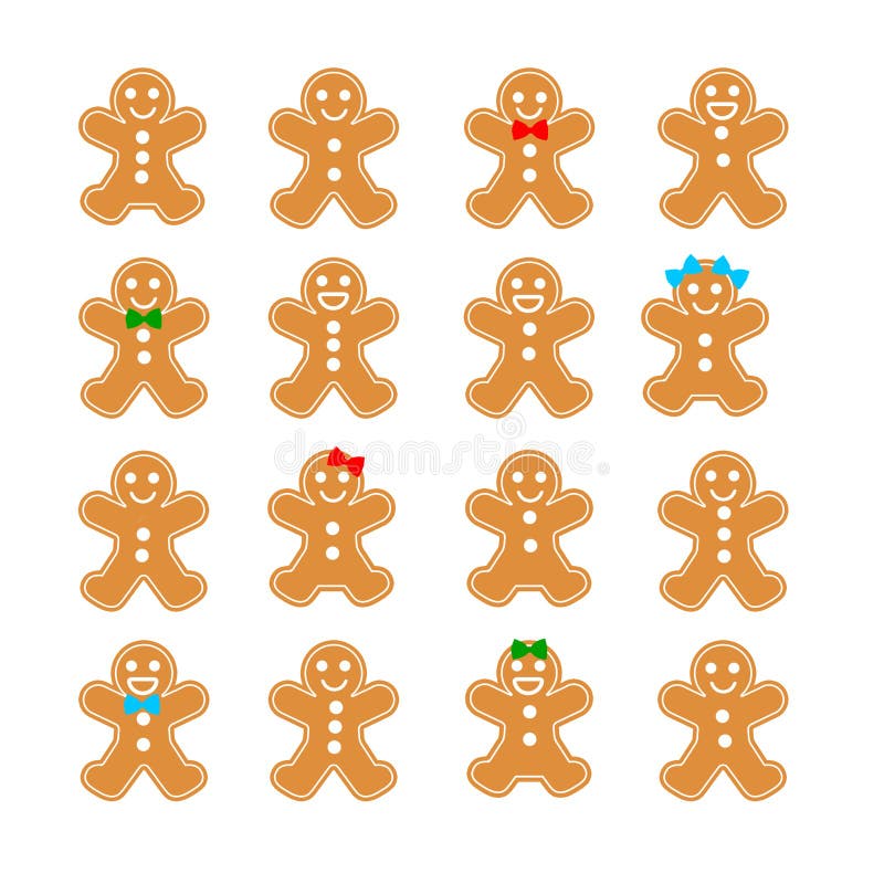 Gingerbread Women and Men stock illustration. Illustration of blue ...