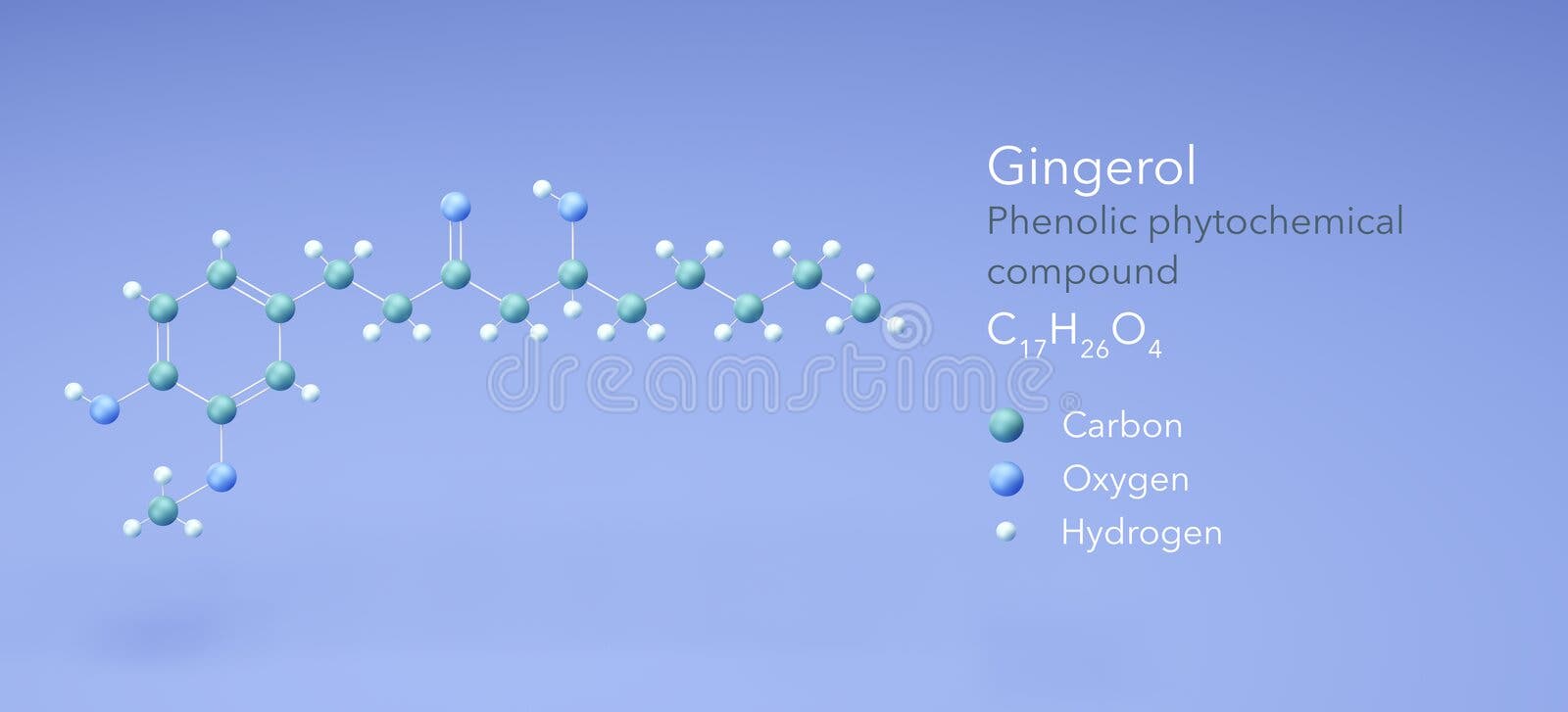Gingerol Molecule, Structural Chemical Formula, Ball-and-stick Model ...