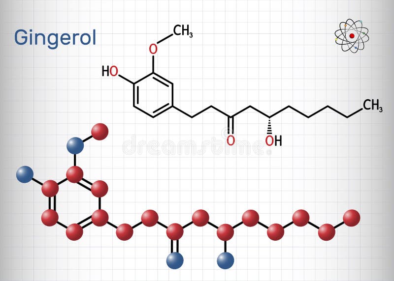 Gingerol Molecule 3d, Molecular Structure, Ball and Stick Model ...