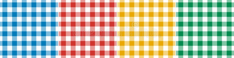 Gingham Pattern Set. Bright Colorful Check Plaid Vector Backgrounds ...