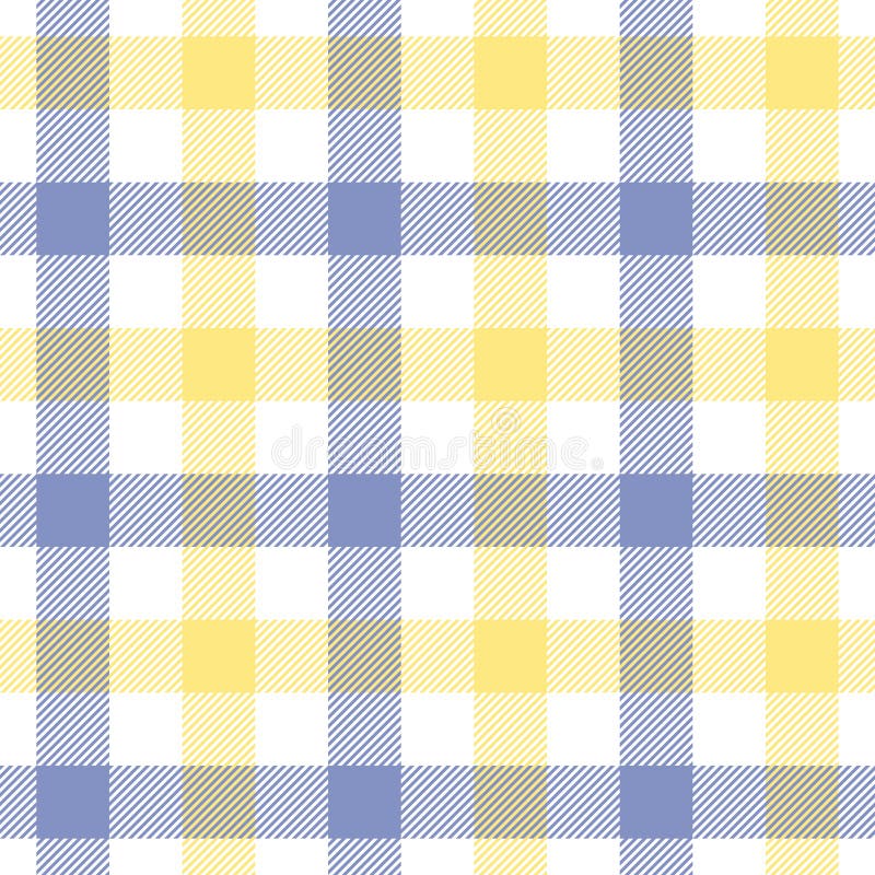 Gingham Pattern Vector Check Background in Blue Purple, Yellow, White. Spring Summer Seamless ...