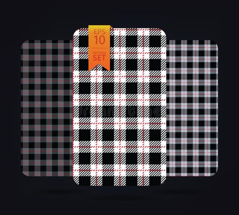 Gingham Patterns and Buffalo Check Plaid Patterns. Stock Illustration ...