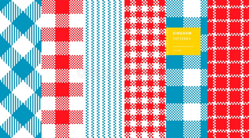 Gingham plaid pattern set stock vector. Illustration of fashion - 99772394