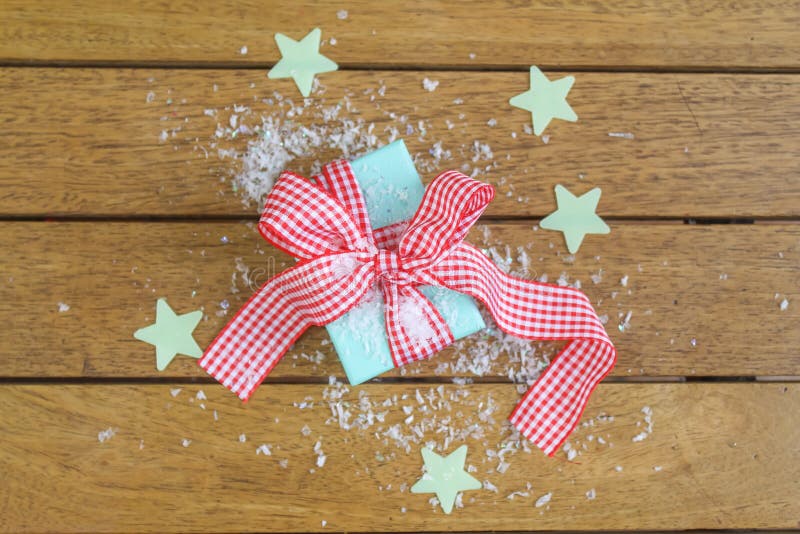 Gingham Wrapped Gift stock photo. Image of holidays, seasonal - 61215298
