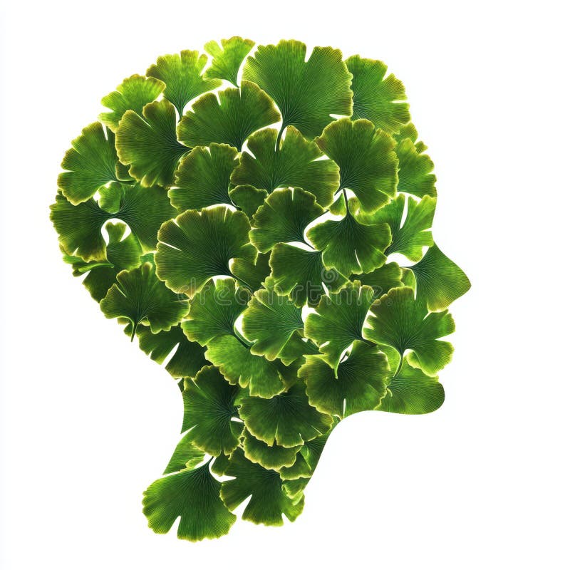 Ginkgo Shape Human Head Biloba Leaves Stock Illustration - Illustration ...
