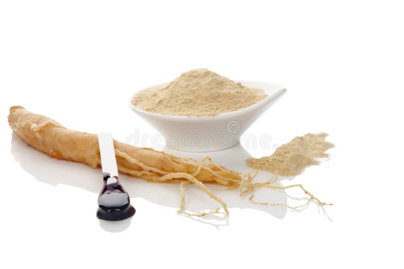Ginseng Powder, Extract and Ginseng Root Stock Photo - Image of scoop ...