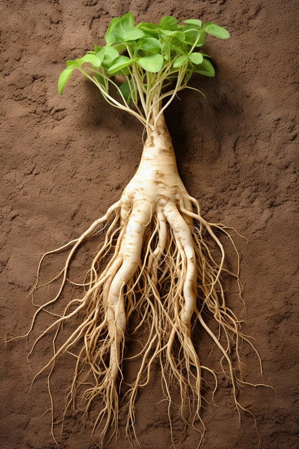 Ginseng Root with Roots on Potting Soil Stock Illustration ...