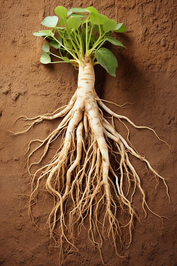 Ginseng Root with Roots on Potting Soil Stock Illustration ...