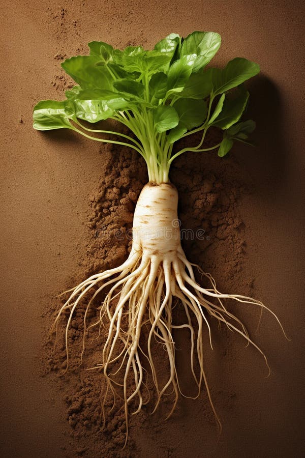 Ginseng Root with Roots on Potting Soil Stock Illustration ...