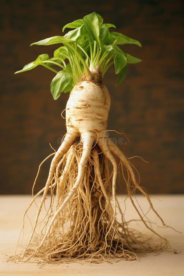 Ginseng Root with Roots on White Background Stock Illustration ...