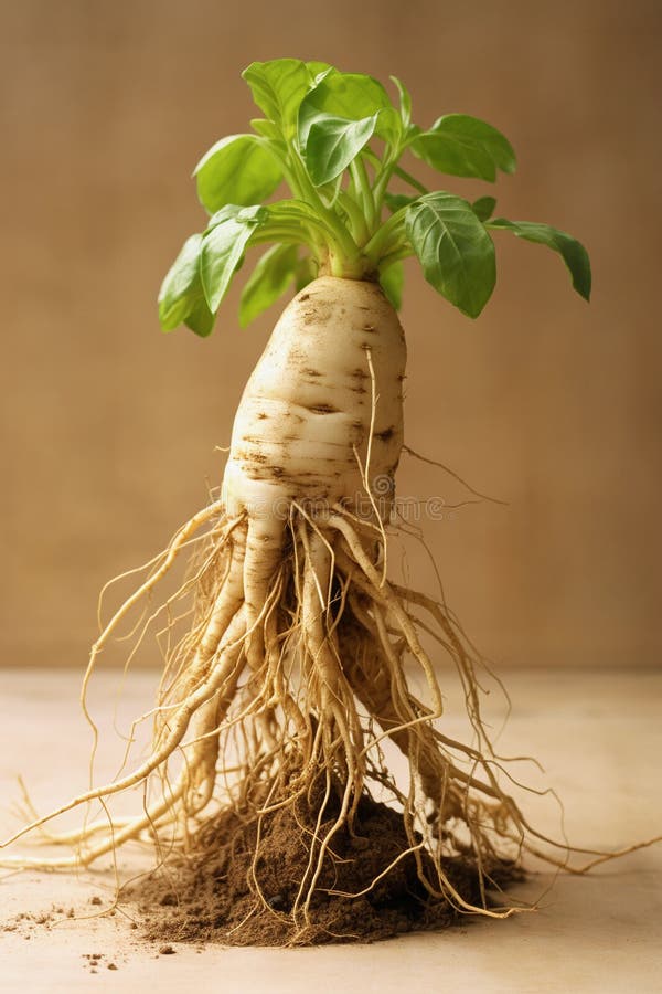 Ginseng Root with Roots on White Background Stock Illustration ...