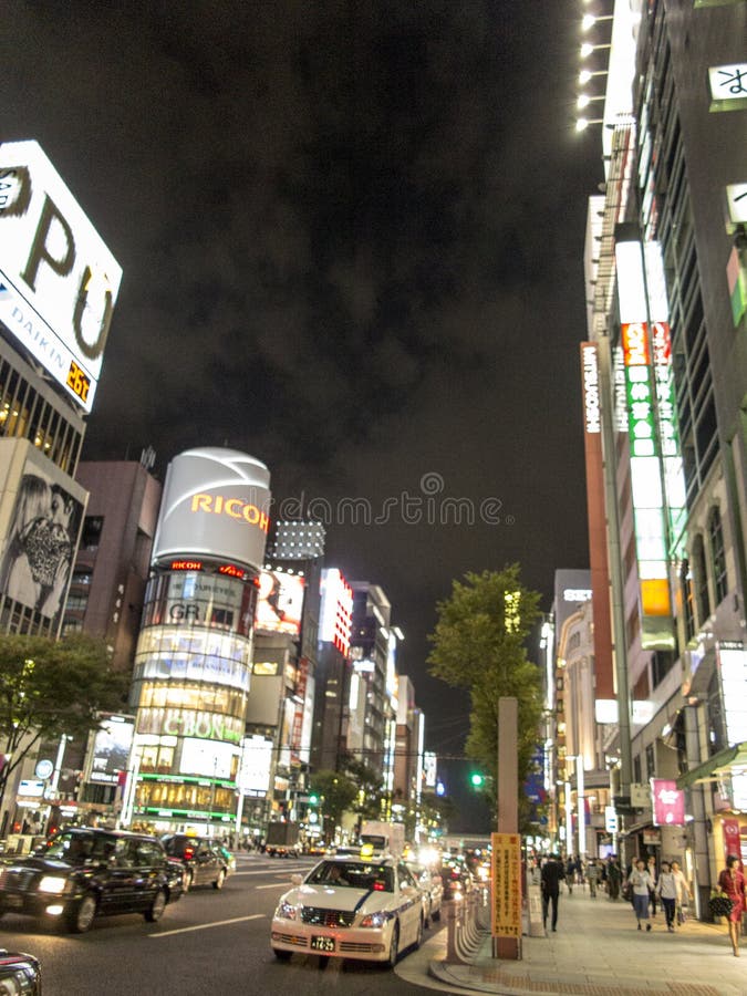 Ginza shopping area Tokyo editorial photo. Image of street - 34583271