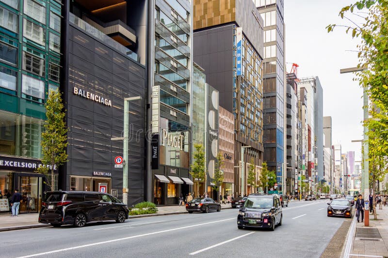 Ginza Shopping District in Tokyo, Japan Stock Illustration ...