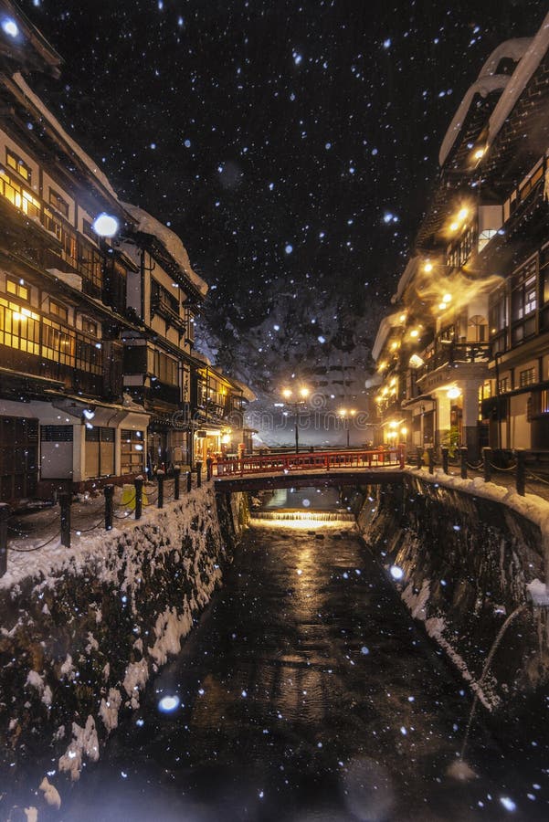 Shinkyo Red Bridge Under White Snow in Nikko Japan Stock Photo - Image ...