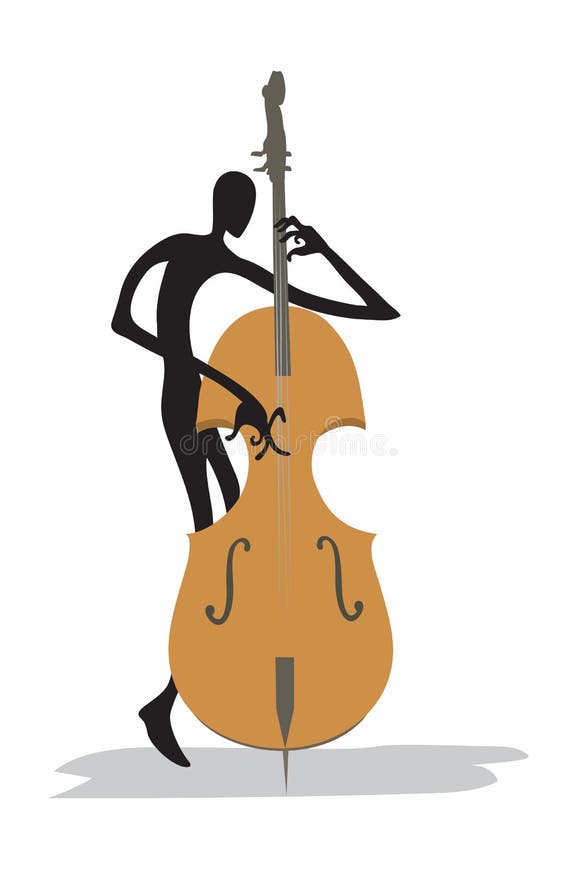 Giocatore del contrabbasso illustrazione vettoriale. Illustrazione di ...