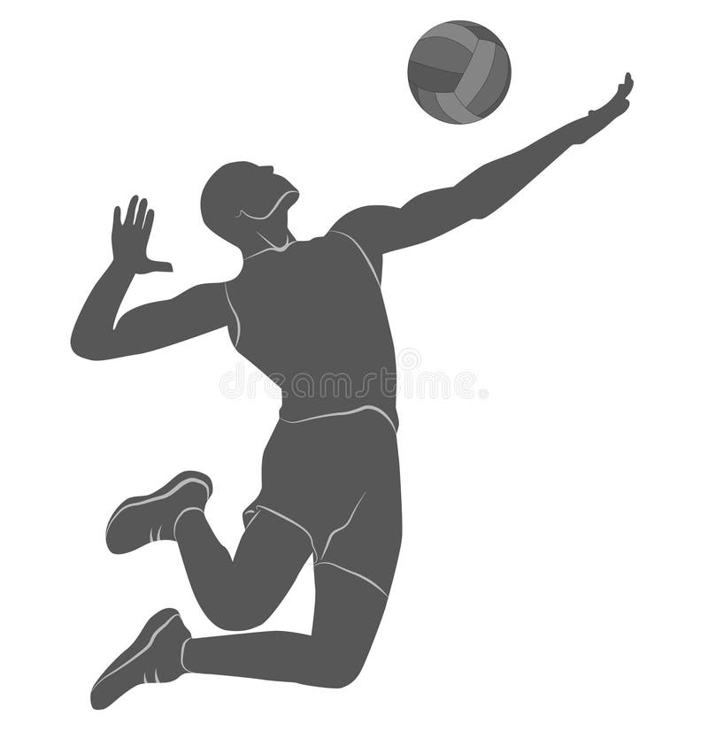 Siluetta, Attacco E Difesa Dei Giocatori Di Pallavolo Illustrazione ...