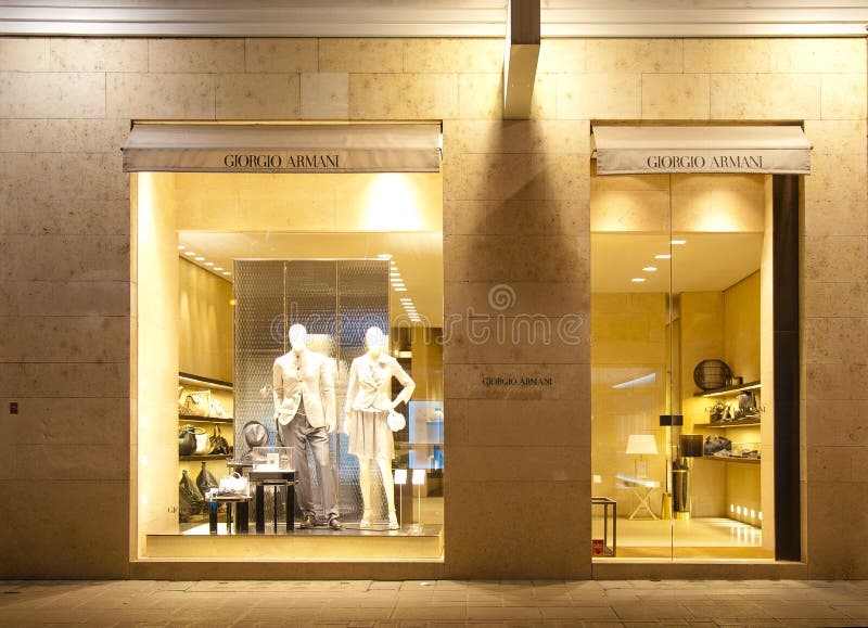 Giorgio Armani brand shop editorial photo. Image of outdoor - 25068196