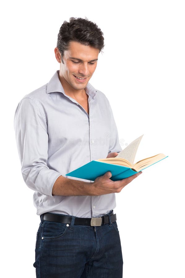 Primo Piano Di Un Uomo In Camicia Bianca Che Tiene Un Libro Sul